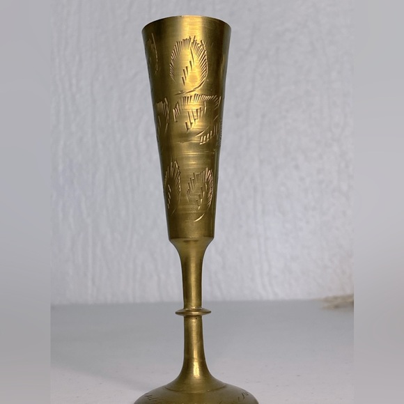 Dining | Vtg Etched Brass Flute Cup Or Vase Made In India | Poshmark